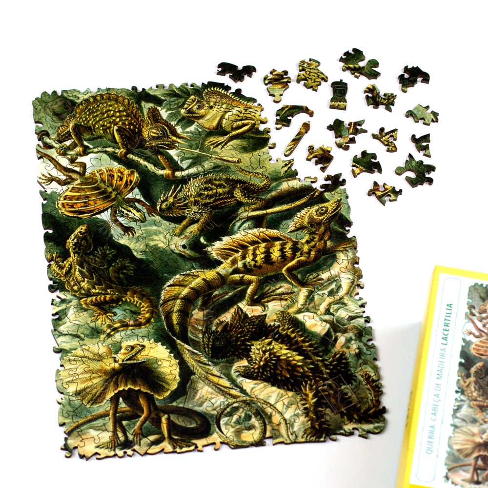 Quebra-Cabeça Lacertilia (Lagartos) com Peças de Madeira - Puzi